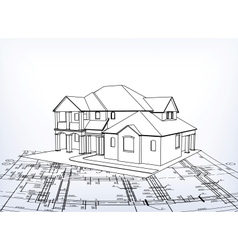 Architectural house technical draw Royalty Free Vector Image