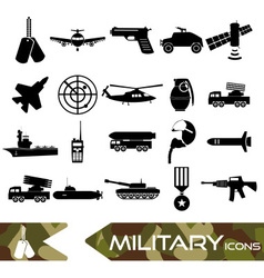 Military and army design element icon set Vector Image