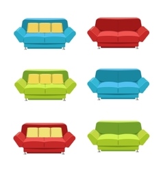 Sofas furniture pieces flat Royalty Free Vector Image