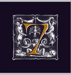 7 logo number seven medieval grunge gothic Vector Image