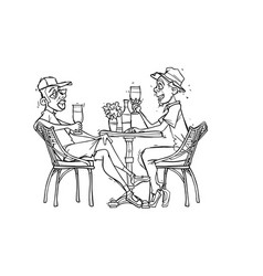 Cartoon two drunk men friends walking and singing Vector Image