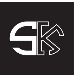 Sk logo monogram triple ribbon style line design Vector Image