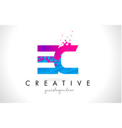 Ec e c brushed letter logo design with creative Vector Image