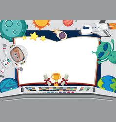 Border template with astronauts in space Vector Image