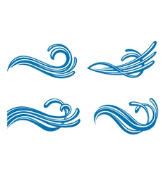 Wave emblems ocean water abstract isolated Vector Image