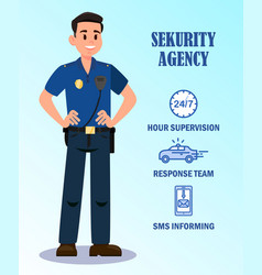 Security guard on mission poster template Vector Image