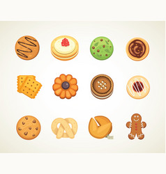 Hand drawn set of four sweet donuts - top view Vector Image