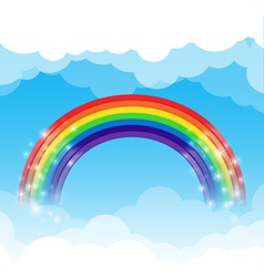 Colorful rainbow in blue sky Royalty Free Vector Image