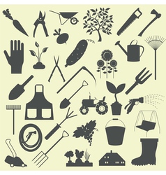 Landscaping icon with sprout and gardening tools Vector Image