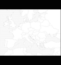 Blank outline map of europe simplified wireframe Vector Image