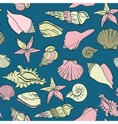 Vintage style seamless pattern with seashells Vector Image