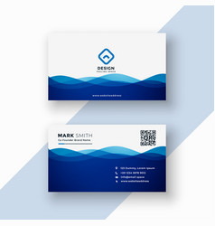 Professional business card design with blue wave Vector Image