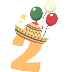 Flat number 2 isolated on white background Vector Image