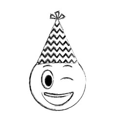 Smiley emoji party hat Royalty Free Vector Image