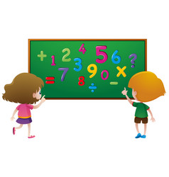 Two kids counting numbers Royalty Free Vector Image