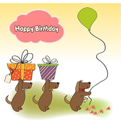 Funny birthday card with dog Royalty Free Vector Image