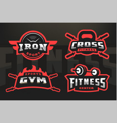 Hard work bodybuilding emblem logo Royalty Free Vector Image