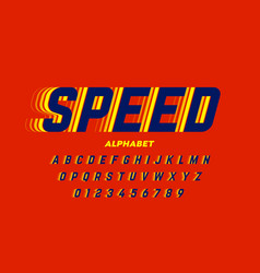 Speed letters set red race font italic bold Vector Image