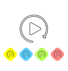 Gold video play button like simple replay icon Vector Image