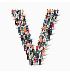 Group people shape letter p Royalty Free Vector Image