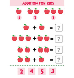 Maths Addition Educational Game Workbook Vector Image
