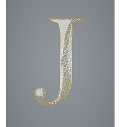 J gold letter with swirly ornaments Royalty Free Vector