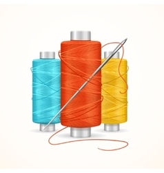 Spool with threads and sewing button Royalty Free Vector