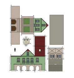 Paper model an old town house Royalty Free Vector Image