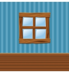 Cartoon wooden round window set home interior Vector Image
