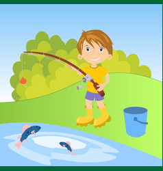 Cartoon Boy fishing Royalty Free Vector Image - VectorStock