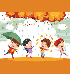 Autumn children Royalty Free Vector Image - VectorStock