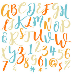 Hand drawn alphabet calligraphy letters Royalty Free Vector