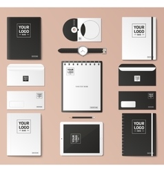 Professional blue branding design kit with cubes Vector Image