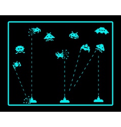 Cute pixel robots space invaders retro video Vector Image