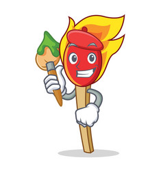 With flag match stick mascot cartoon Royalty Free Vector