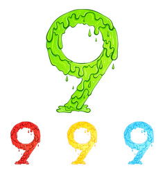 Letter t with flow drops colors Royalty Free Vector Image