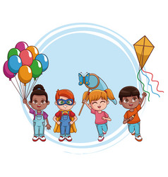 Kids watching cartoons isolated cartoon Royalty Free Vector
