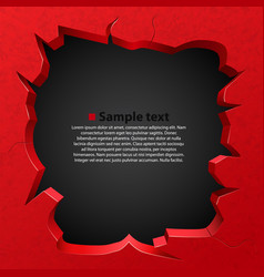 Exploding out hole in red brick wall Royalty Free Vector