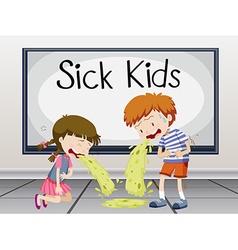 Boys and girls being sick Royalty Free Vector Image