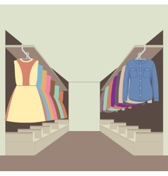 Wardrobe with clothes and accessories flat Vector Image