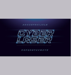 Technology abstract neon font and alphabet techno Vector Image