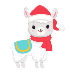 Cute outline doodle jumping llama with hand drawn Vector Image