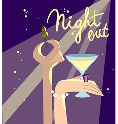 Girls night out neon lettering on brick wall Vector Image