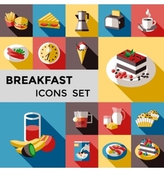 Fast food 4 flat icons square Royalty Free Vector Image
