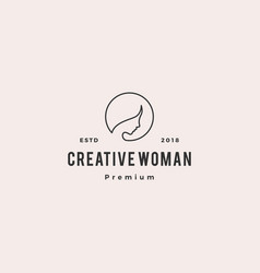 Girl tech digital logo line side view Royalty Free Vector