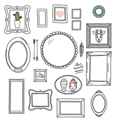Handdrawn picture frames colorful sketch doodle Vector Image