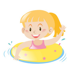 Swimming pool female girl broad-brim hat swim ring