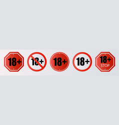 Under 18 years prohibition sign adults only Vector Image