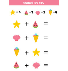 Educational math children game addition with appl Vector Image