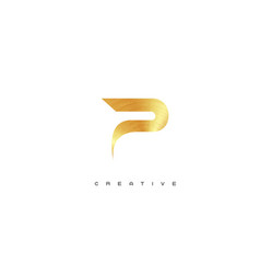 Gold letter p logo design Royalty Free Vector Image